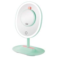 China Touch Sensor Switch Single Sides Oval Shaped Soft Led Lights Vanity Mirror Makeup With Base Storage for sale