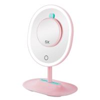 China Touch Sensor Switch Single Sides Oval Shaped Soft Led Lights Vanity Mirror Makeup With Base Storage for sale