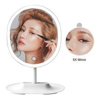 China Touch Sensor Switch Single Sides Oval Shaped Soft Led Lights Vanity Mirror Makeup With Base Storage for sale
