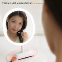 China Professional Vanity Touch Sensor Switch Single Sides Oval Shaped Soft Led Lights Make Up Table Mirror for sale