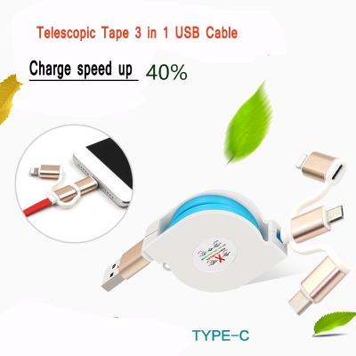 China 2.4A Quick Multi Charger Micro USB Cable 3 In 1 For IPhone Android Watch for sale