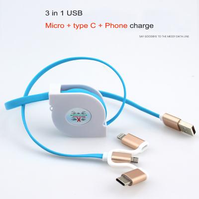 China 2A Fast Charge Micro USB Cable Type - C Telescopic For Smart Android Phone for sale
