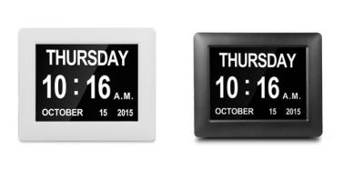 China Extra Large Impaired Vision Digital Day Clock 8 Inch LCD Screen ABS Plastic Material for sale