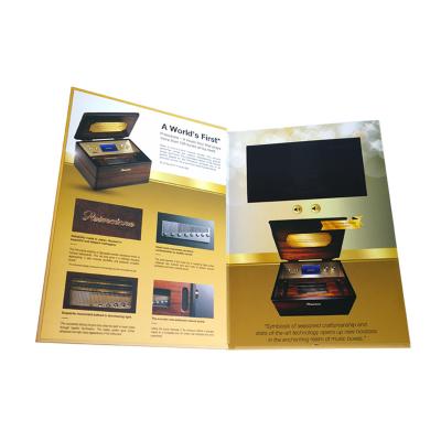 China Smart Video Brochure HD Screen Inserted A5 Portrait Folder Size 350gsm Paper Material for sale