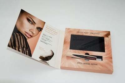 China Advertising LCD video card , video booklet with customized brochure size 7inch 4GB A5 Size for sale