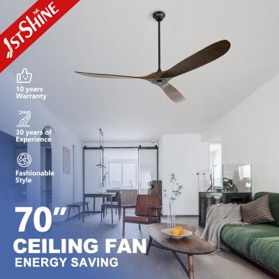China 70 Inches 3 Solid Wood Ceiling Fan With Remote Control Quiet DC Motor for sale