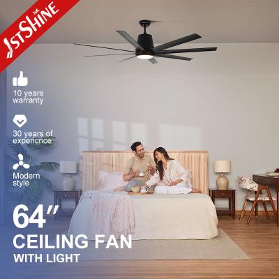 China Black Low Profile Energy Saving 64 Inch Plastic Ceiling Fan 8 Blades for sale