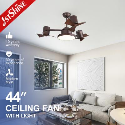 China 44 Inch Plastic Ceiling Fan with 3 Colors LED Light and Remote Control for Indoor Use for sale