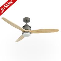 China 52 Inch Bldc Remote LED Ceiling Fan 3 Natural Solid Wood Blades for sale