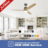 China 52 Inch Bldc Remote LED Ceiling Fan 3 Natural Solid Wood Blades for sale