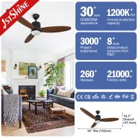 China Dimmable LED 52 Inches Solid Wood Ceiling Fan Light With Smart App Control for sale