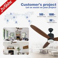 China Dimmable LED 52 Inches Solid Wood Ceiling Fan Light With Smart App Control for sale