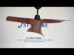 Wooden Color 54 Inch Led Ceiling Fan 3 Plastic Blades With Remote Control