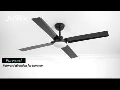 Black Remote LED 52 Inch Quiet Motor Ceiling Fans For Bedroom Living / Dining Room