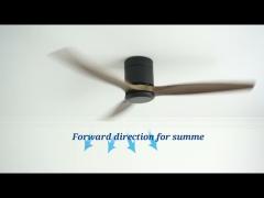 3 Natural Wooden Blades Low Profile 52 Inches Ceiling Fan With Led Light