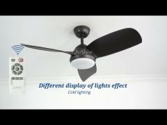Noiseless Energy Saving DC Motor 3 Colors Change Led Light Ceiling Fan For Bedroom
