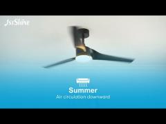 Lower Noise Led Ceiling Fan Design 3 Black Blades Modern Living Room Fan