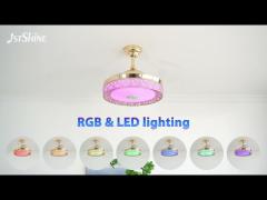 Color Changing 3000K Retractable Ceiling Fan Light For Hotel Bedroom