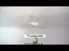 Ceiling Fan With Light 52 Inch OEM 3 Color Led Light DC Motor White 5 ABS Blades