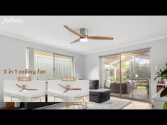 2 IN 1 Ceiling Fan With Remote Low Ceiling Solid Wood Blades With LED Light