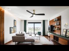 52-Inch Modern LED Ceiling Fan with DC Motor, Black ABS Blades
