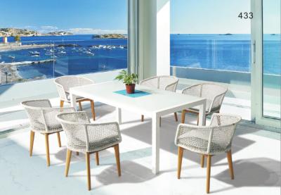 China Wicker Chair with Aluminum frame and Teak Wood Legs By Clover Lifestyle for sale