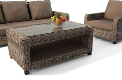 China Round rattan coffee table with glass or polywood for Hotel, Garden and Beach by Clover Lifestyle China Outdoor Furniture for sale