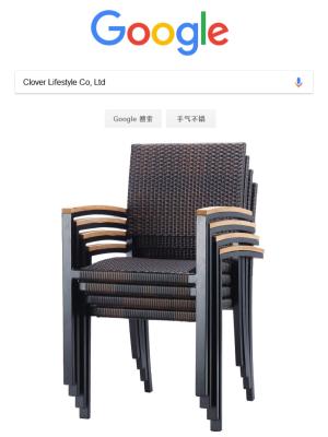 China Wicker chair with aluminum frame and teak wood or poly wood arm  By Clover Lifestyle for sale