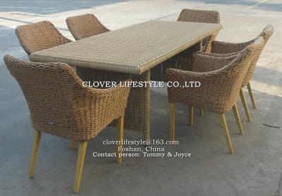 China 6 +1 wicker dining chair with aluminum frame  for Home. Hotel, Garden and Beach by Clover Lifestyle Outdoor Furniture for sale