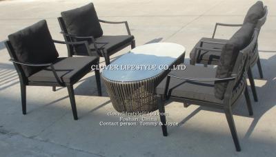 China 4 +1rope round coffee table  with aluminum frame for Home. Hotel, Garden and Beach by Clover Lifestyle Outdoor Furniture for sale
