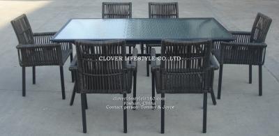 China Glass dining table with aluminum frame for Home. Hotel, Garden and Beach by Clover Lifestyle Outdoor Furniture for sale