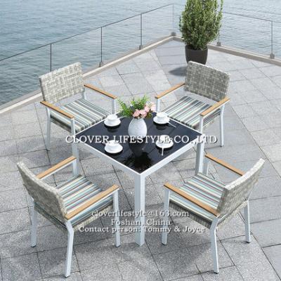 China 4+1 Teak + wicker dining set  for Home. Hotel, Garden and Beach by Clover Lifestyle Outdoor Furniture for sale