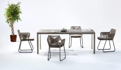 China Thin rope dining set with aluminum frame for Home.Hotel, Garden and Beach by Clover Lifestyle Outdoor Furniture Leisure for sale