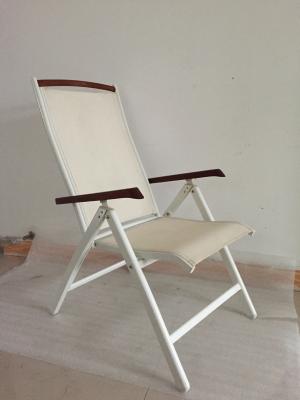 China Folding chair with powder coating aluminum frame + Textilene + teak wood by Clover Lifestyle for sale