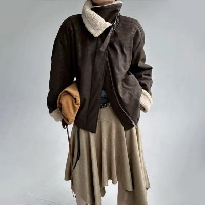 China Retro Faux Lamb Fur Suede Parka Jacket for sale