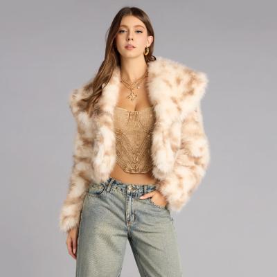 China Winter Women Chic Faux Fur Cropped Fluffy Jacket for sale