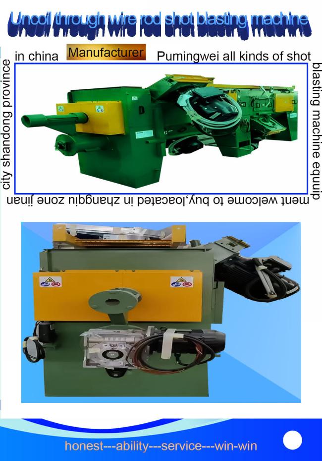 Single Strand Continuous Through Wire Rod Shot Blasting Machine Used on Billets