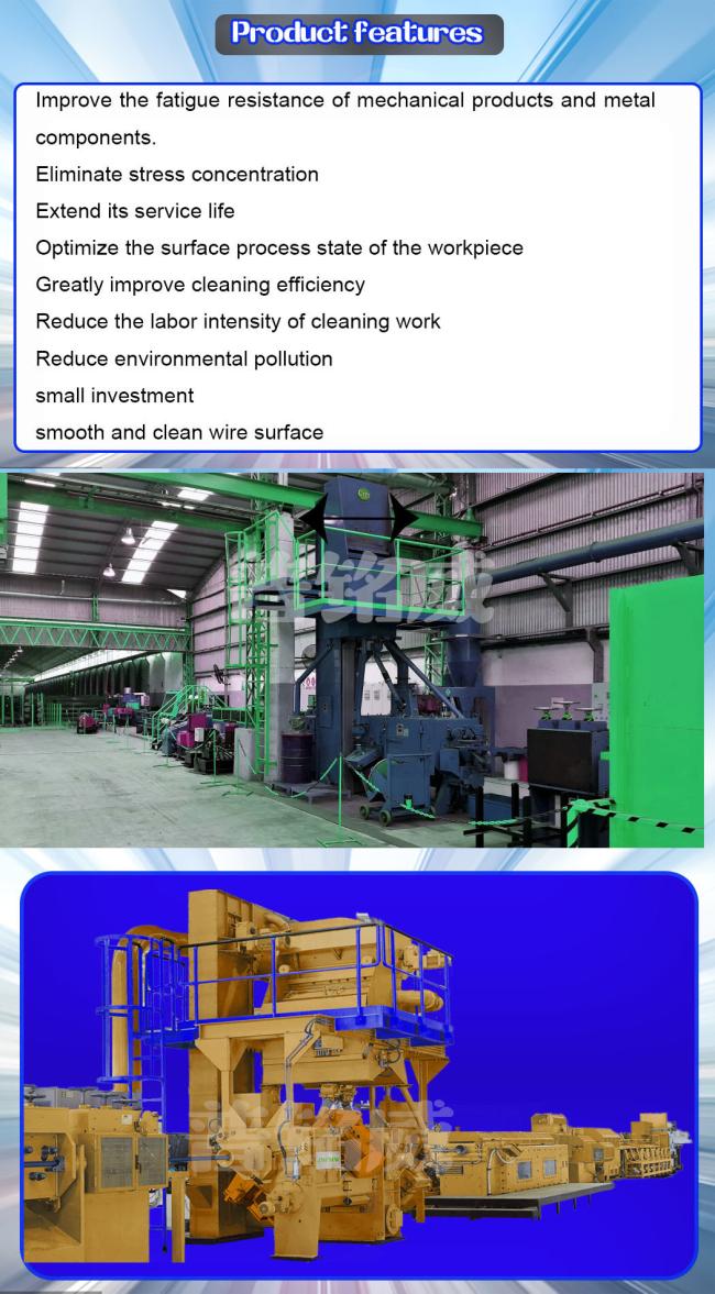 Online Single Strand Wire Rod Shot Blasting Machine with 4 Blast Wheels