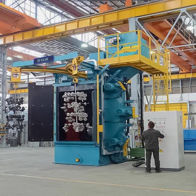 Triangle Shape Spinner Hanger Shot Blasting Machine with Remote Control Operation