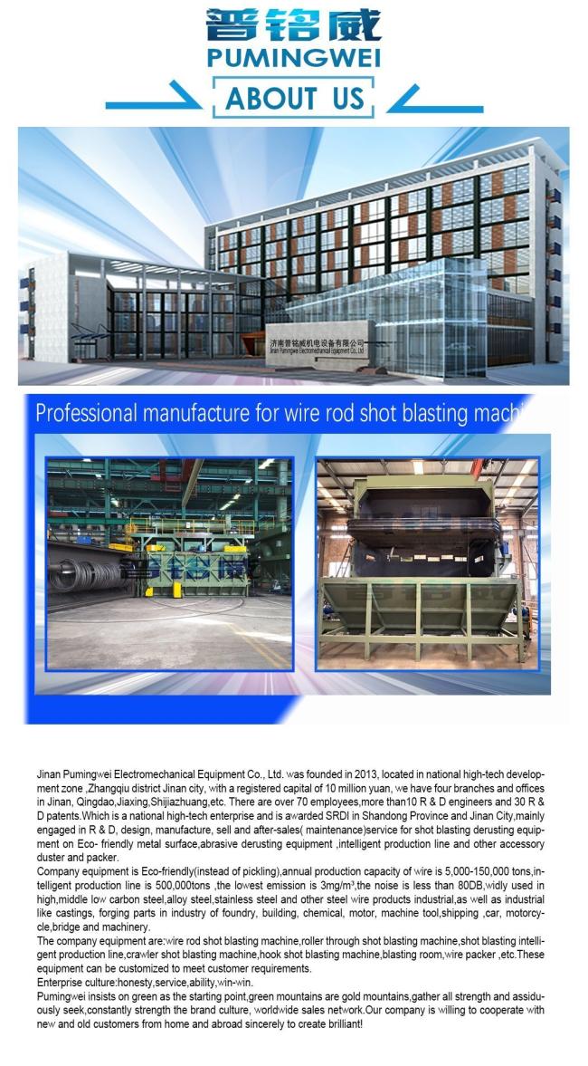 Blue and Green Colors Economical Wire Rod Coil Shot Blasting Cleaning Machine