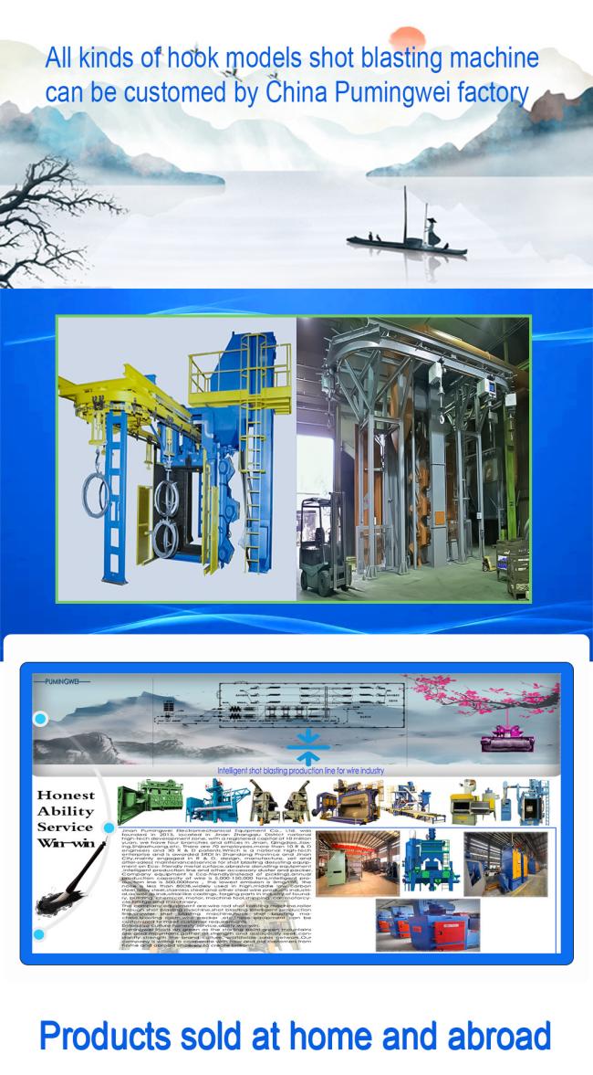 Continuous Overhead Rail Conveyor Shot Blasting Machine with Forging Parts