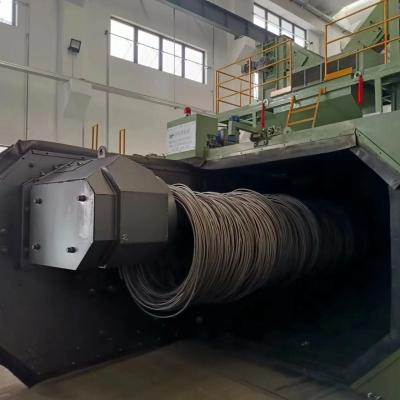 China Electric Single Station Blue Full Coil Wire Shot Blasting Machine for and Energy Saving Te koop