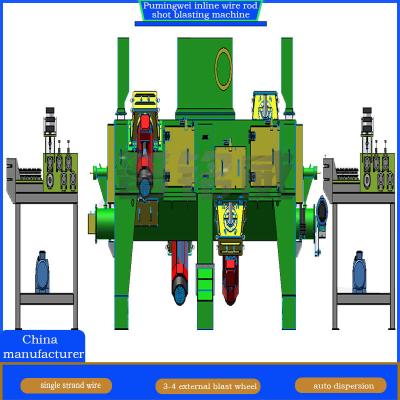 China 130mm Max Diameter PMW-DX3-22/38 Online Continuous Wire Rod Shot Blasting Machine zu verkaufen