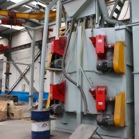 China High Cleanliness Overhead Hanger Hook Type Shot Blasting Machine with Four Blast Wheels for sale