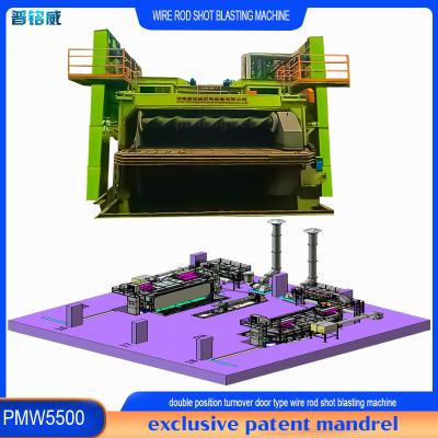 Cina Dual Direction Mandrel Rod Coil Shot Blasting Machine with 30kw/Set Impeller Head Power in vendita