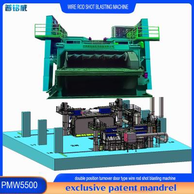 Cina 5500 mm Mandrill Pumingwei Wire Rod Coil Shot Blasting Machine and Automatic Function in vendita