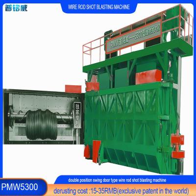 China High Cleanliness Wire Rod Coil Shot Blasting Cleaning Machine in Green Color Chamber Shell for sale