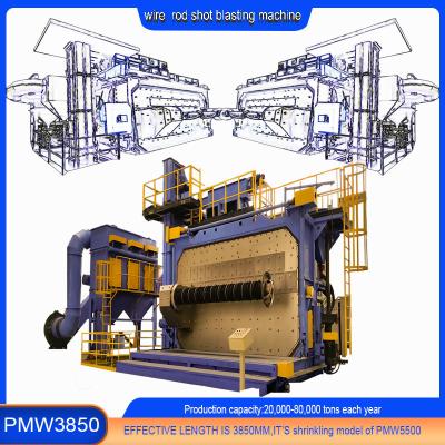 China Rust Proof Frequency Control Wire Rod Coil Shot Blasting Machine PMW3850 10-20 R/Min Te koop
