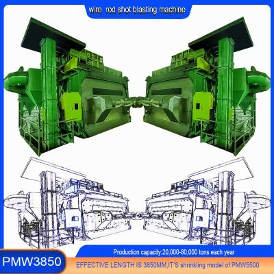 China Wire Rod Coil Shot Blasting Machine with Production Cycle and 2500 Kg Loading Capacity Te koop