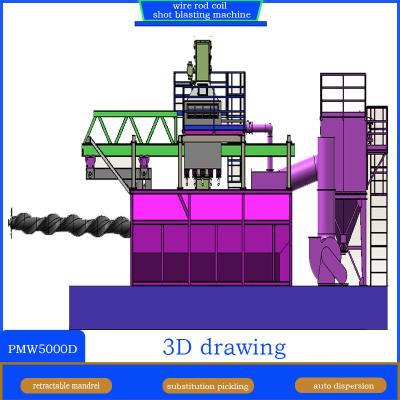 China Pumingwei Screw Mandrel Electric Wire Rod Shot Blasting Machine for Superior Cleaning Te koop